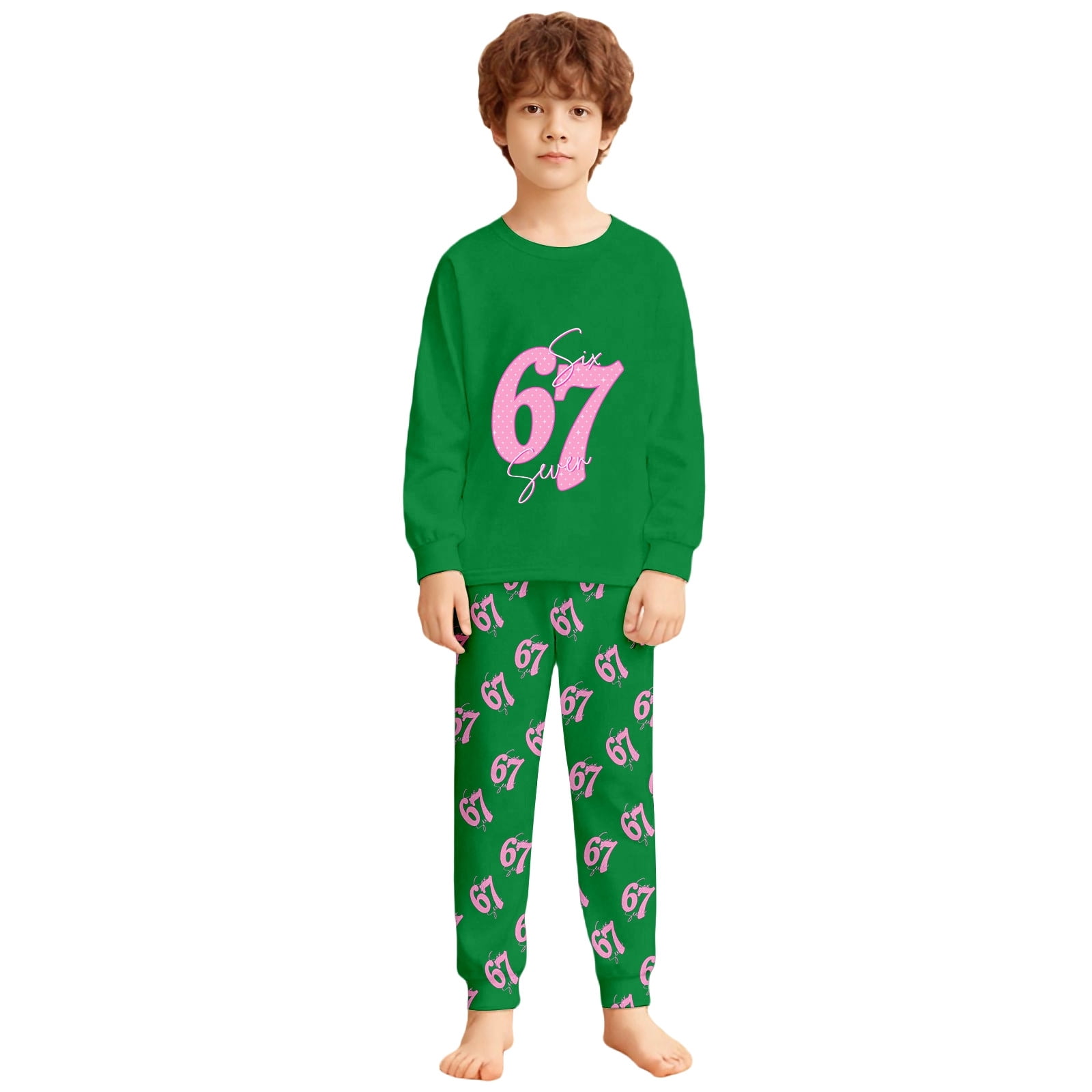 Kids 6 7 Shirt And Pants Set Floral Print 6 7 Meme Long Sleeve Six ...