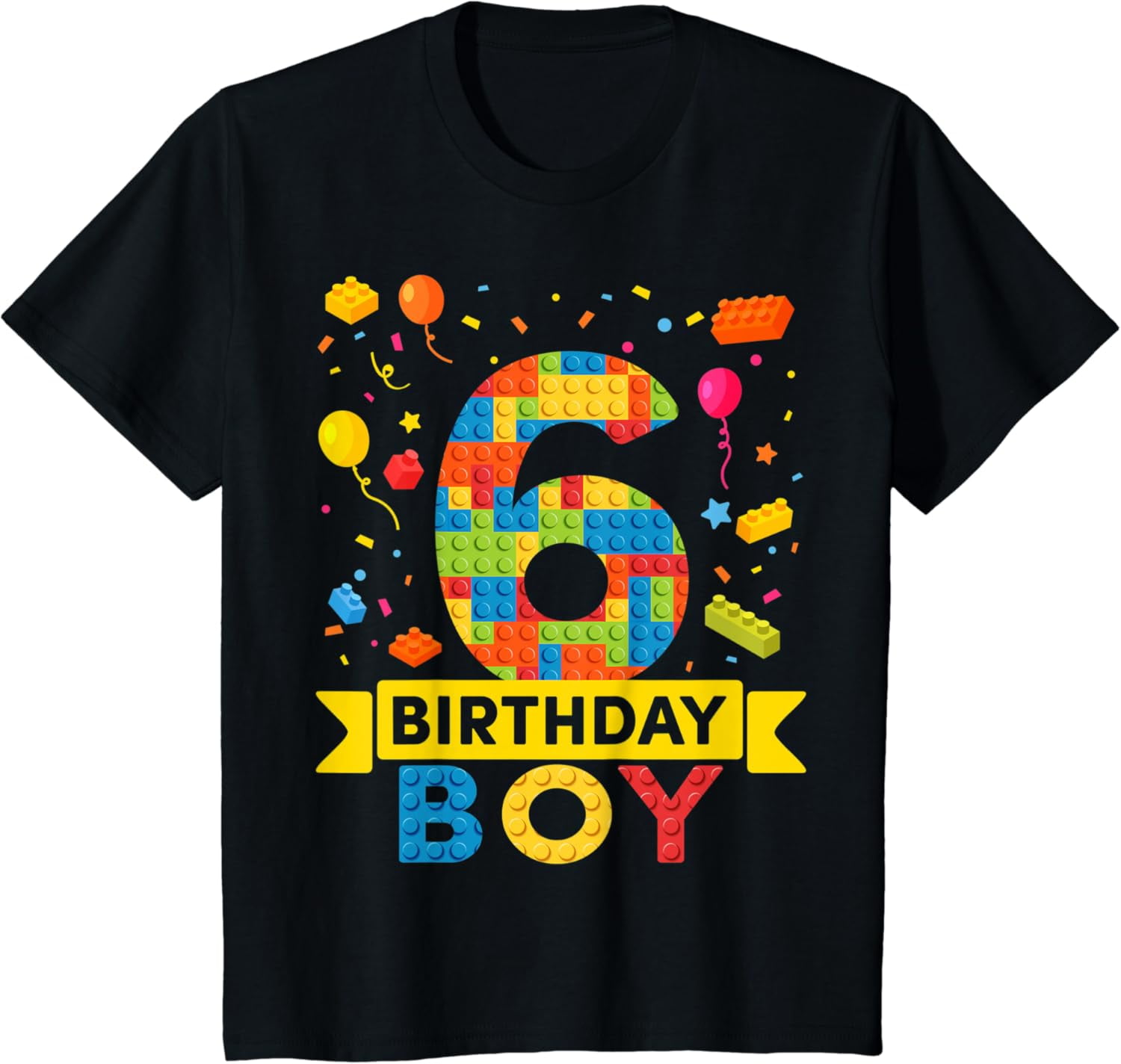 Kids 6 Year Old Building Blocks 6th Birthday Boy T-Shirt - Walmart.com