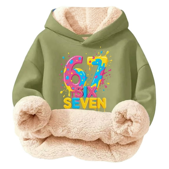 Kids 67 Hoodies Sweatshirt Crew Neck Long Sleeve Pullovers Graphic Top ...