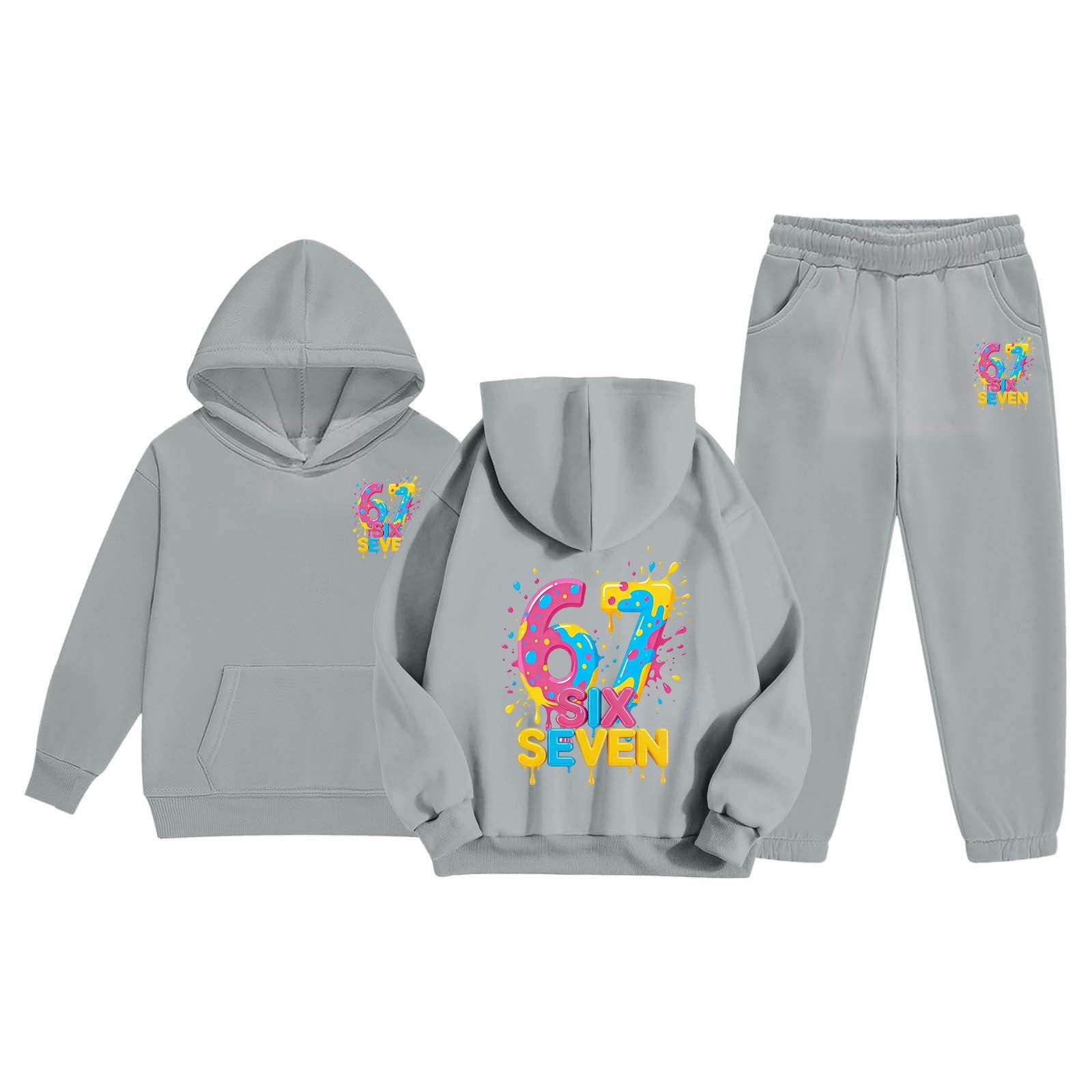 Kids 67 Ice Cream Clothes Set Six Seven Print Hoodie And Pants Set Cute ...