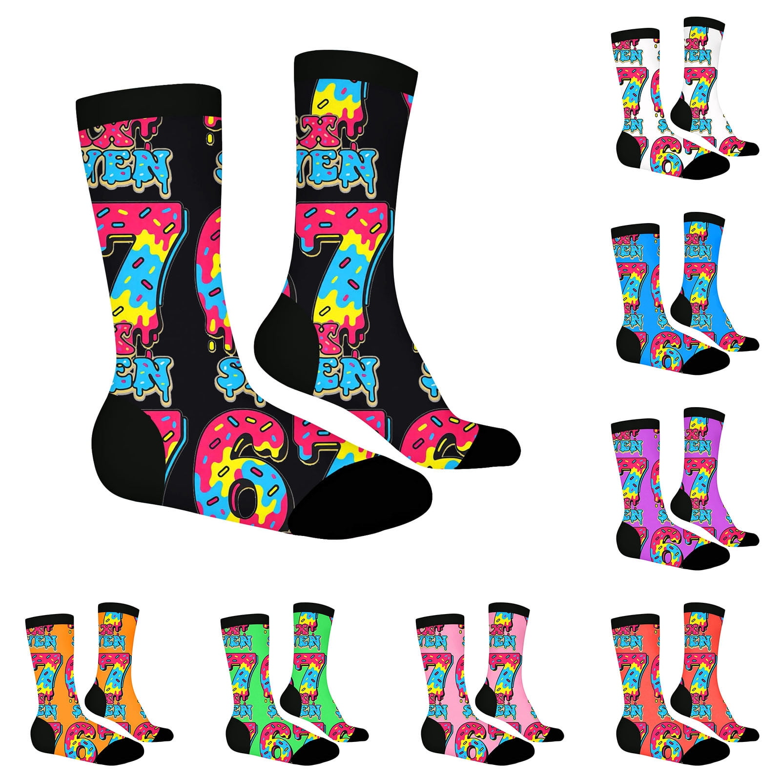 Kids 67 Socks Ice Cream Drip 67 Meme Novelty Six Seven Design Stocking ...