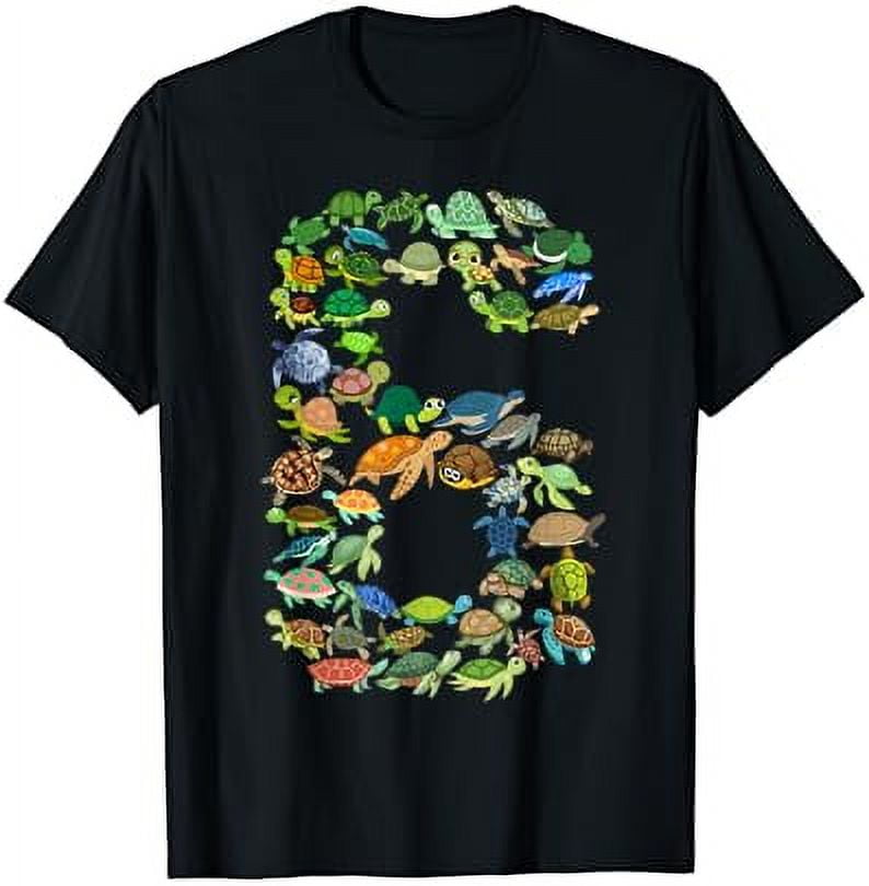 Kids 6th Birthday Sea Turtle Tortoise Themed 6 Year Old Boys T-Shirt ...