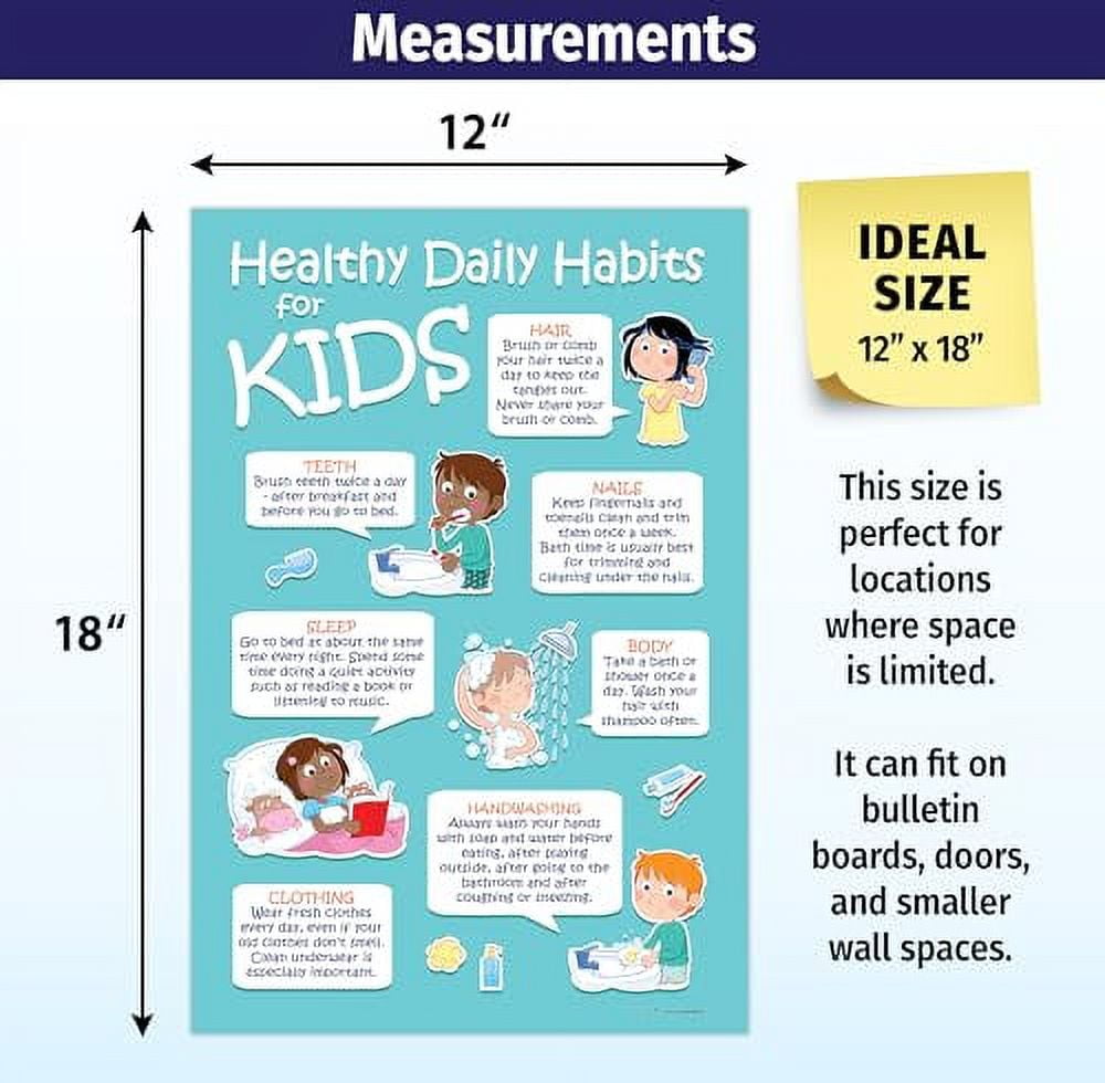 Kids 7 Healthy Daily Habits Hygiene Posters (5 Pack) - Laminated ...