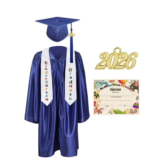 Kids 8-14 Years Graduation Gown Set 4 Pieces with Cap & Stole Uniform ...