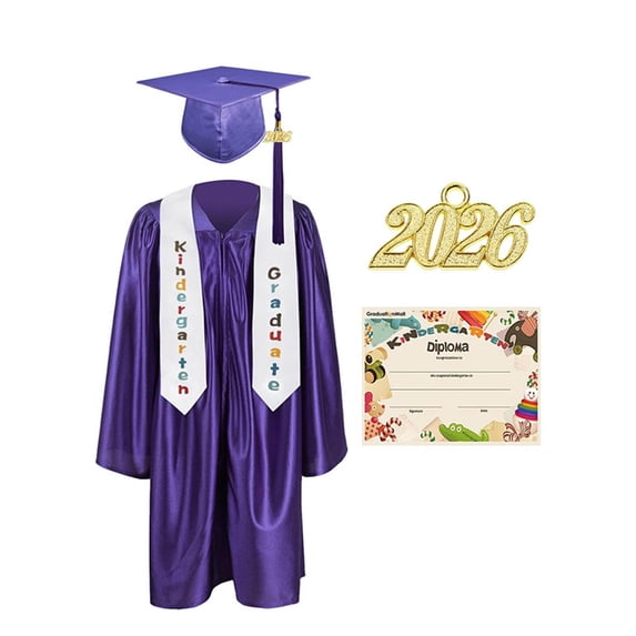 Kids 8-14 Years Graduation Gown Set 4 Pieces with Cap & Stole Uniform ...