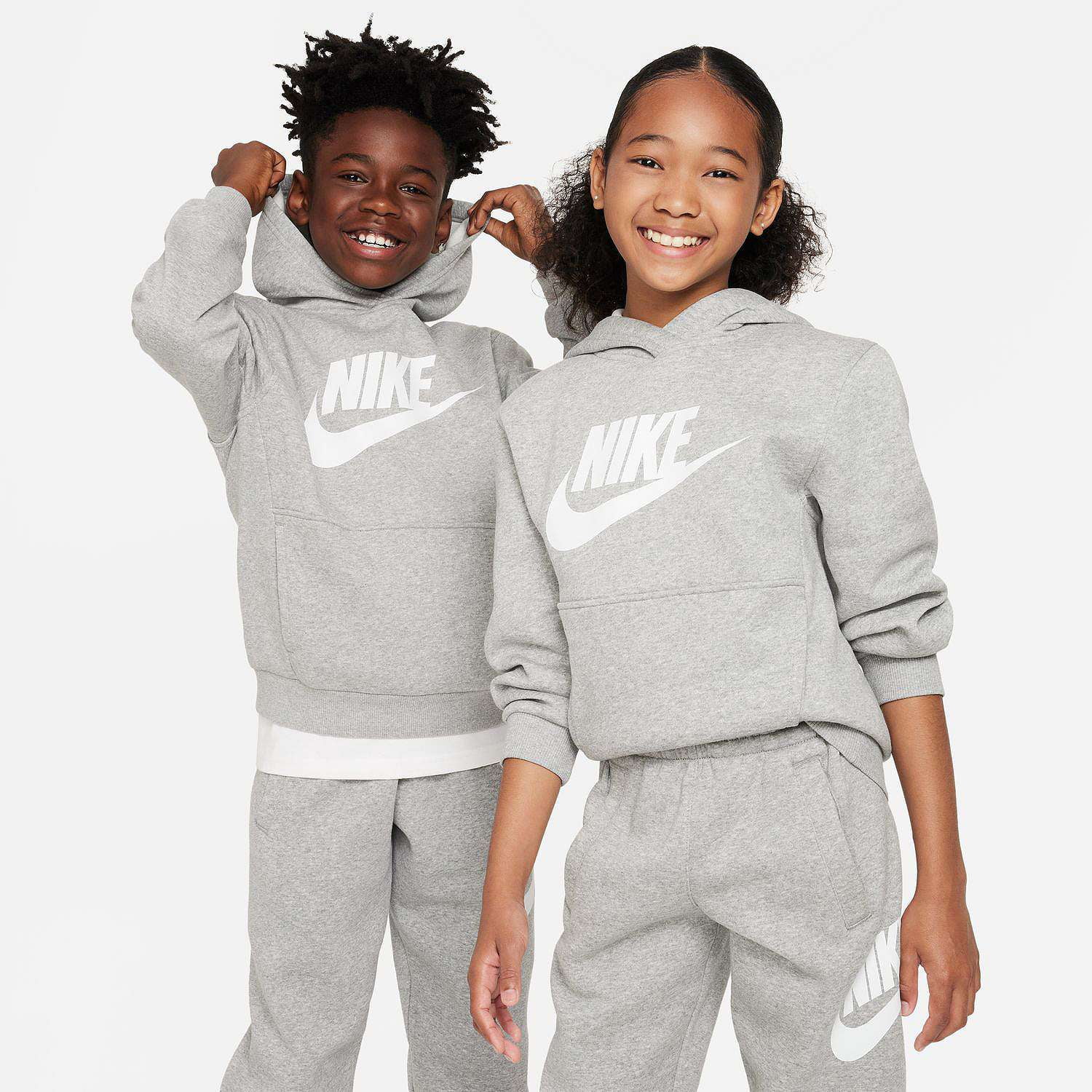 Kids 8-20 Nike Club Fleece Hoodie Color: Dk Grey Heather Size: M PLUS - Walmart.com