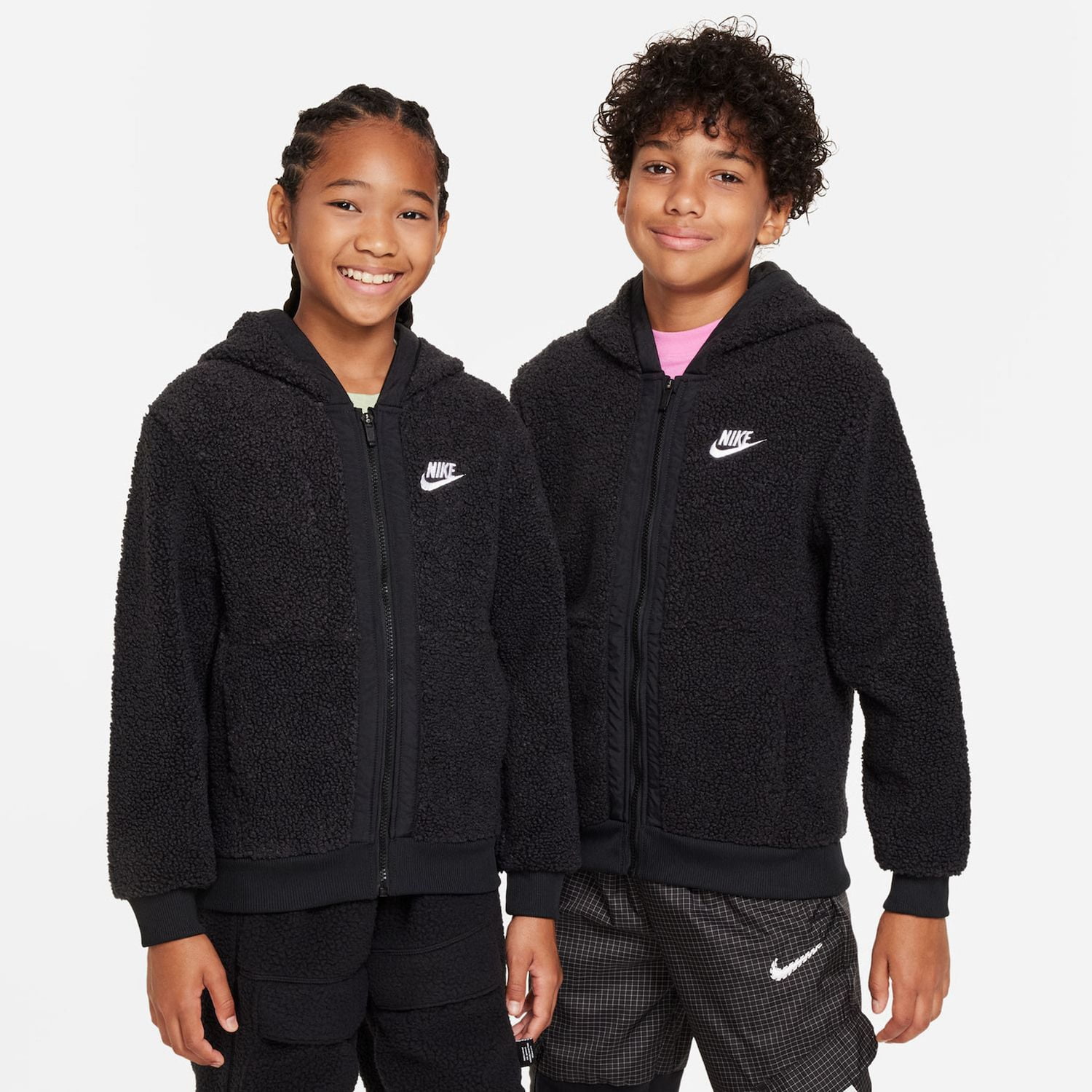 Kids 8-20 Nike Sportswear Club Fleece Full-Zip Winterized Hoodie Color: Black Size: MEDIUM ...