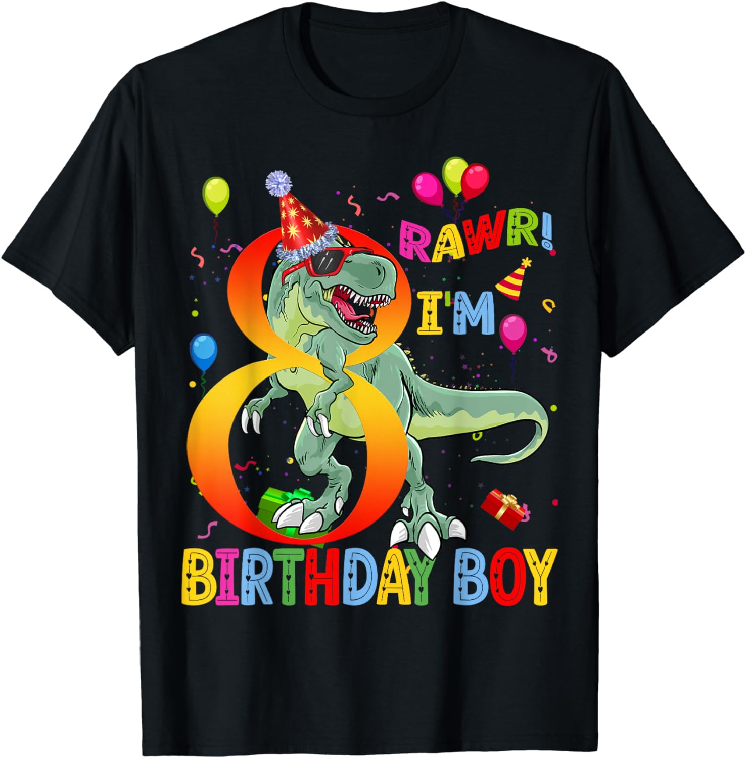Kids 8 Year Old Shirt 8th Birthday Boy T Rex Dinosaur T-Shirt - Walmart.com