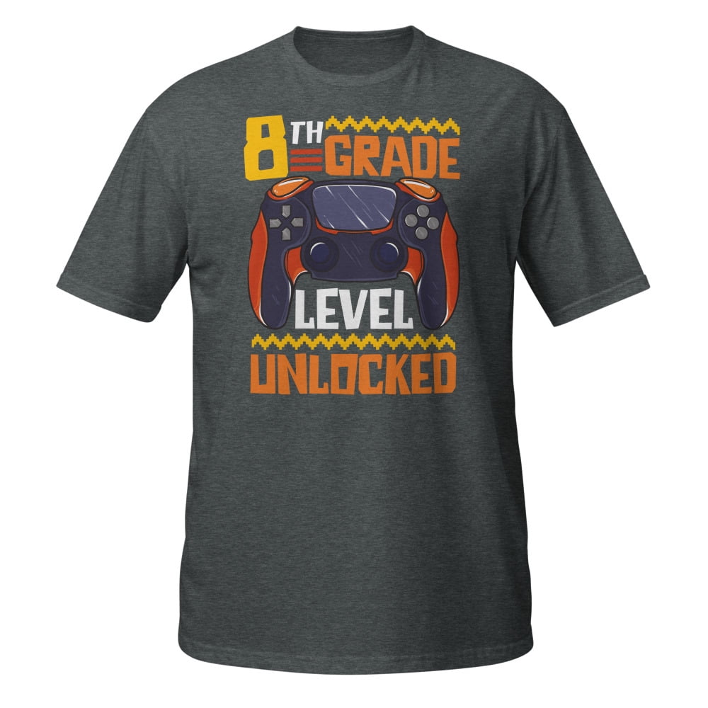 Kids 8th Grade Level Unlocked First Day Of School Video Game T-Shirt ...
