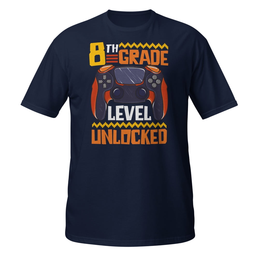 Kids 8th Grade Level Unlocked First Day Of School Video Game T-Shirt ...