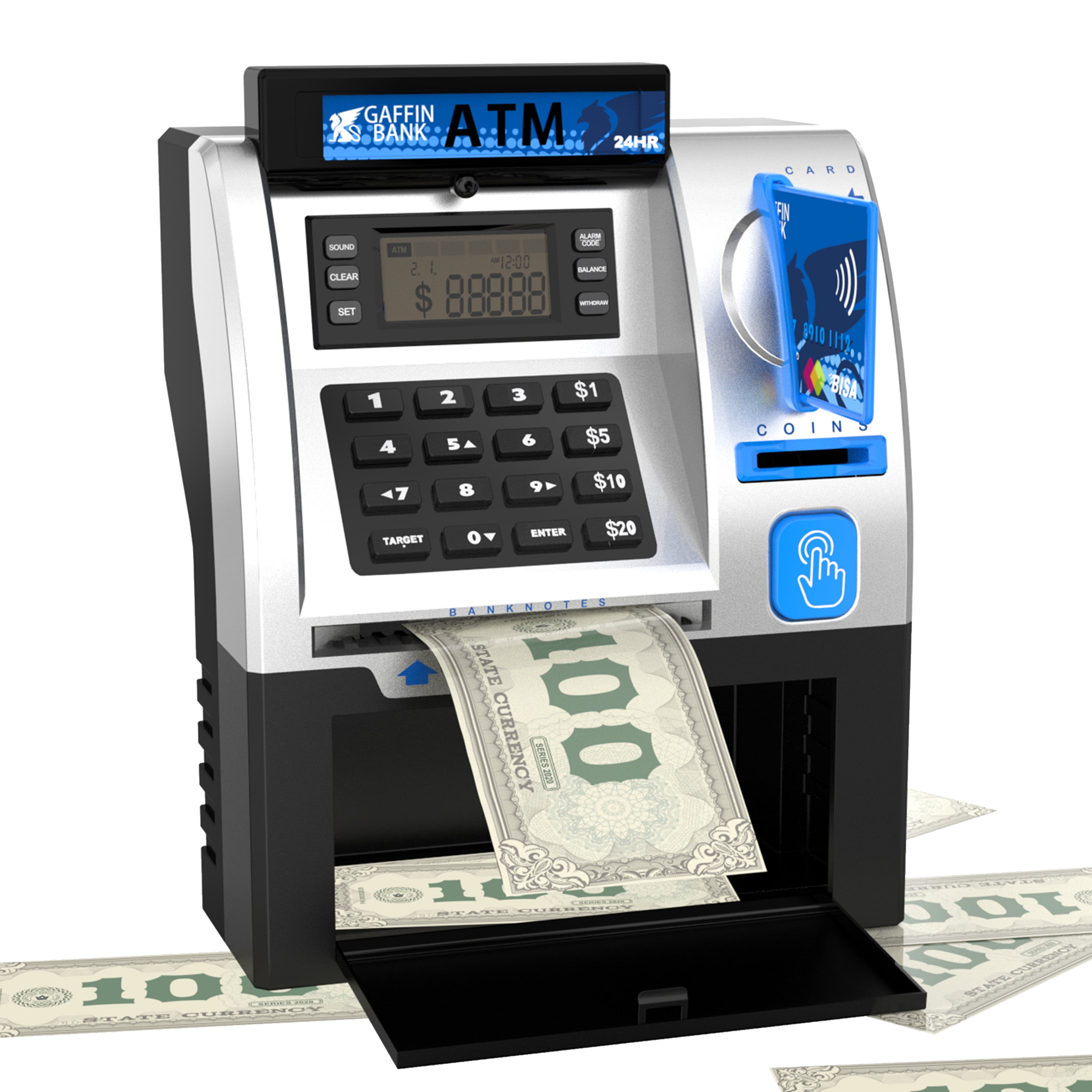 Kids ATM Piggy Bank with Debit Card, Bill Feeder, Coin Recognition ...