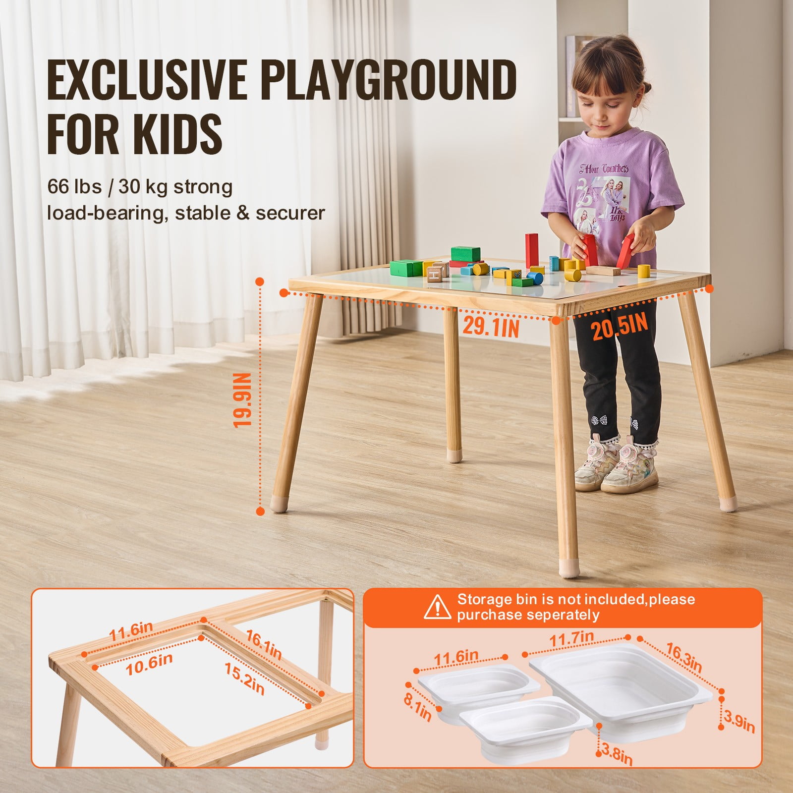 Kids Activity Table with Double-Sided Top Sensory Table for Creative ...