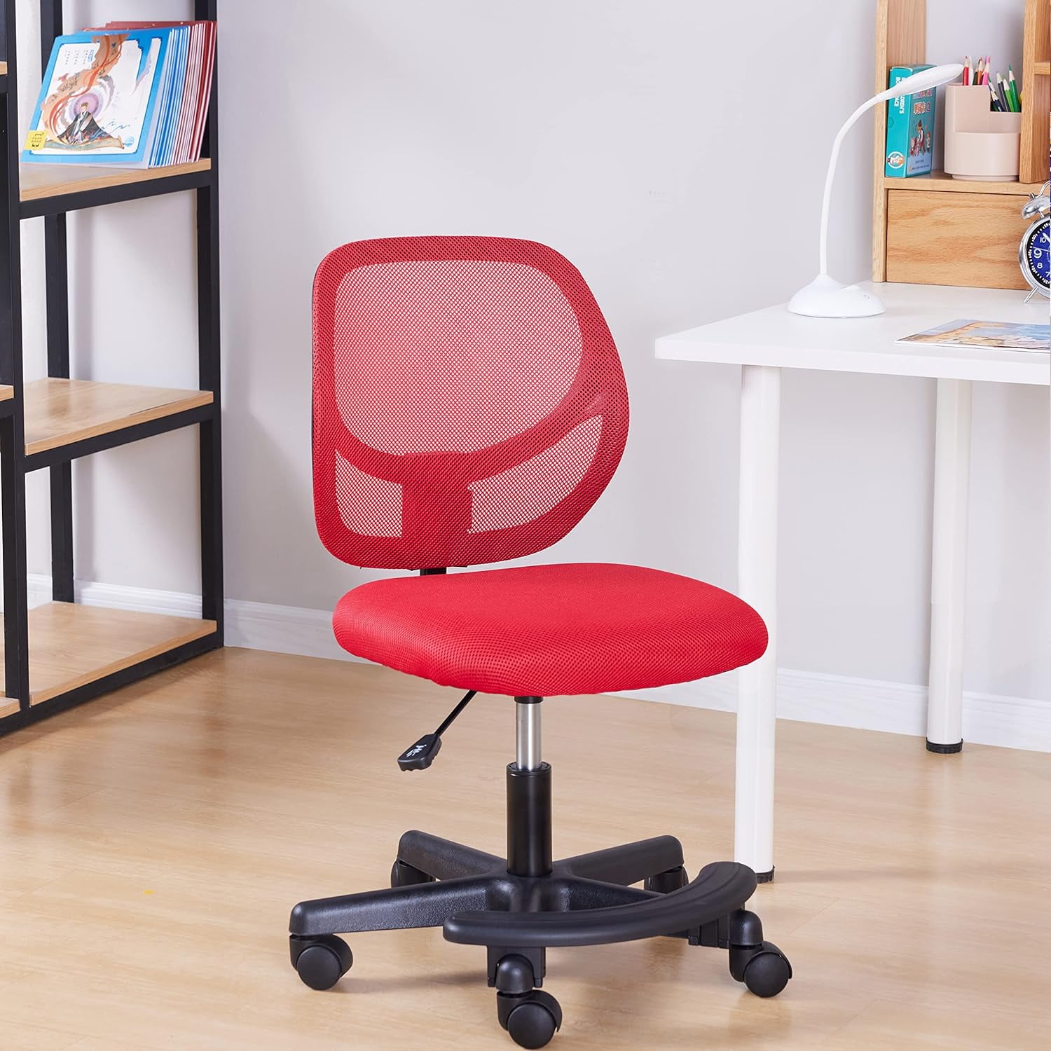 Kids Adjustable Mesh Low-Back Swivel Study Desk Chair with Footrest ...