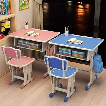 Costway Kids Study Desk with 7-Level Tiltable Desktop Adjustable Height ...