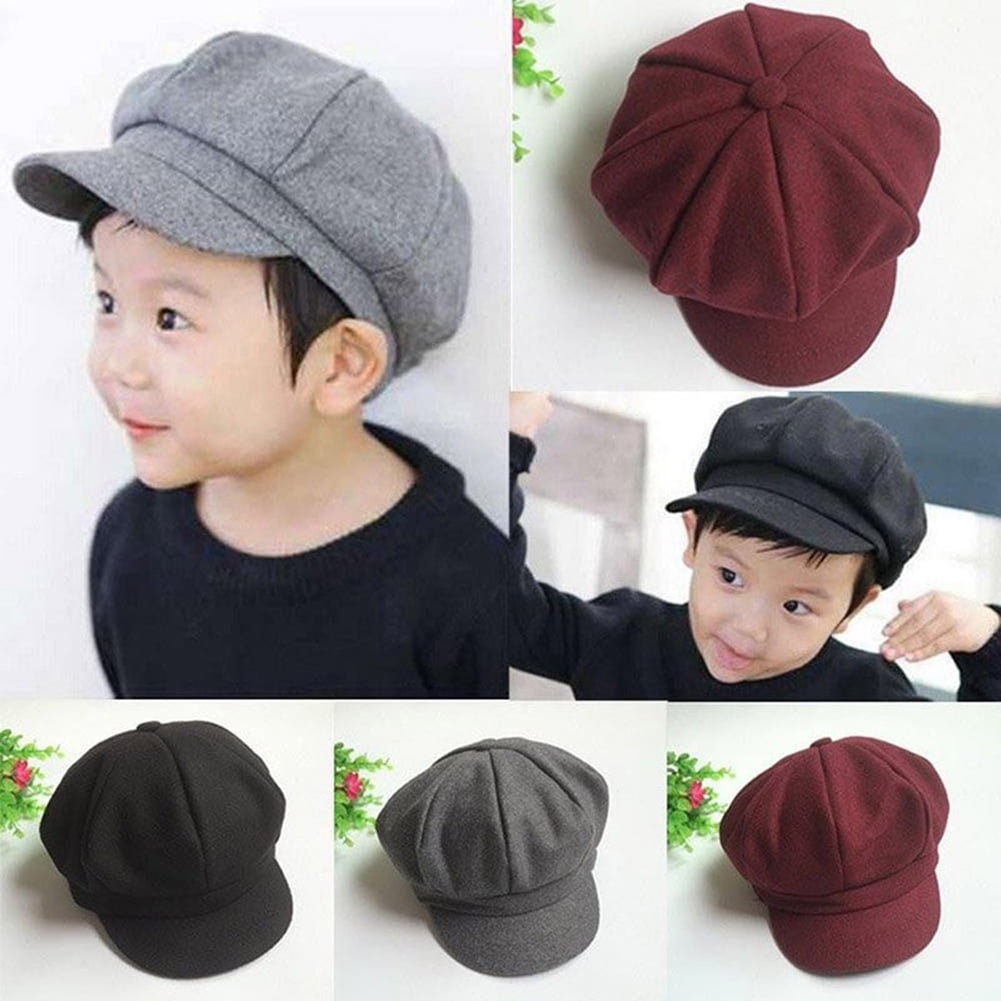 Kids Adult Newsboy Cap Warm Cotton Visor Beret Hats Soft Cotton ...