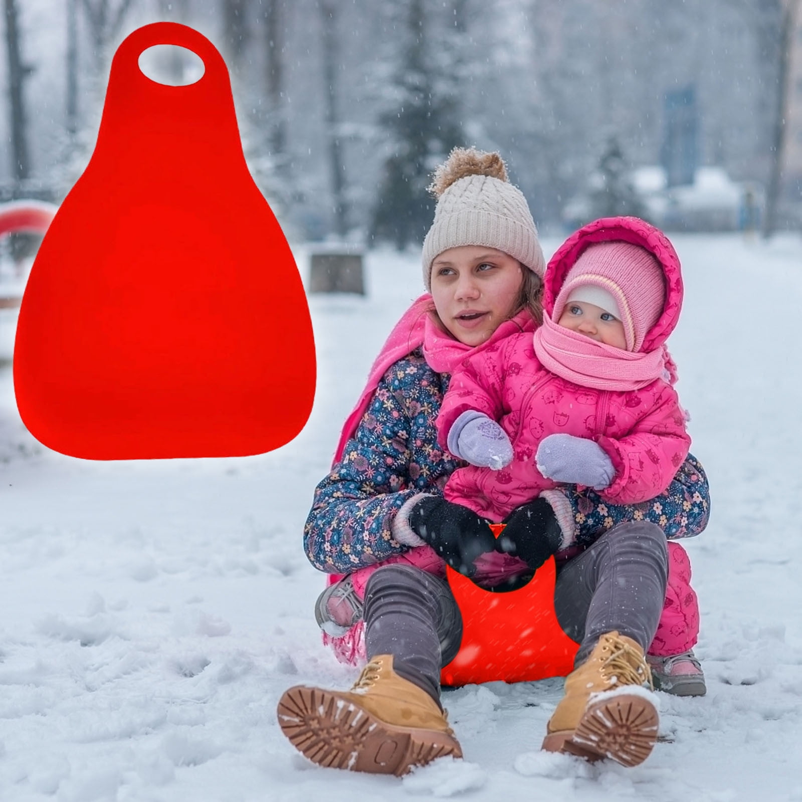 Kids & Adults Portable Plastic Snow Sled | Roll Up Crimpable Sled for ...