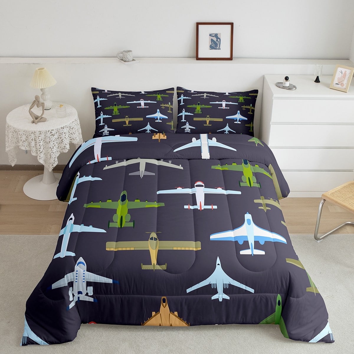 Airplane Bedding Comforter Sets Full Size,Aircraft Print Comforter Set ...