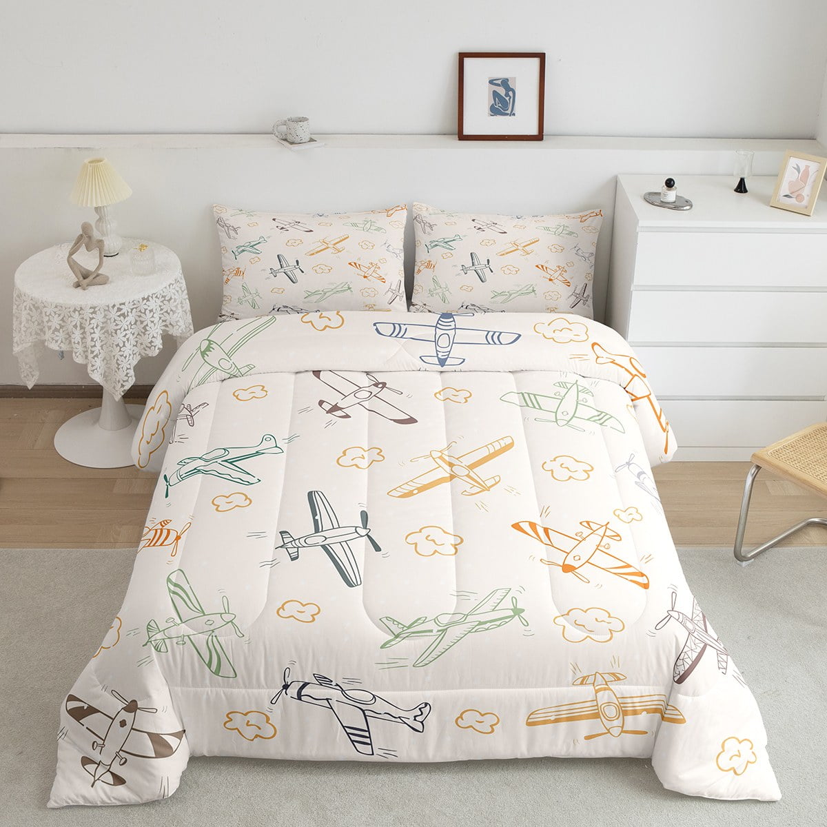 Airplane Bedding Comforter Sets Full Size Aircrafts Pattern Comforter ...
