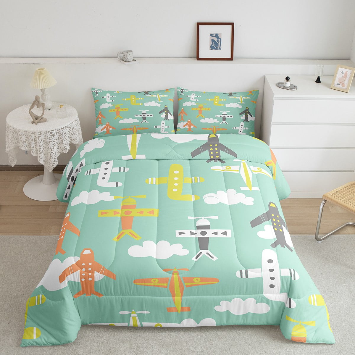 Airplane Bedding Comforter Sets Full Size,Cartoon Aircrafts Print ...