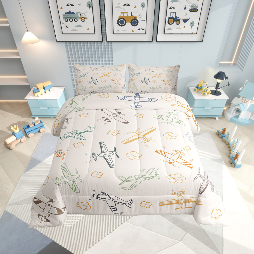 Airplane Bedding Comforter Sets King Size Aircrafts Pattern Comforter ...