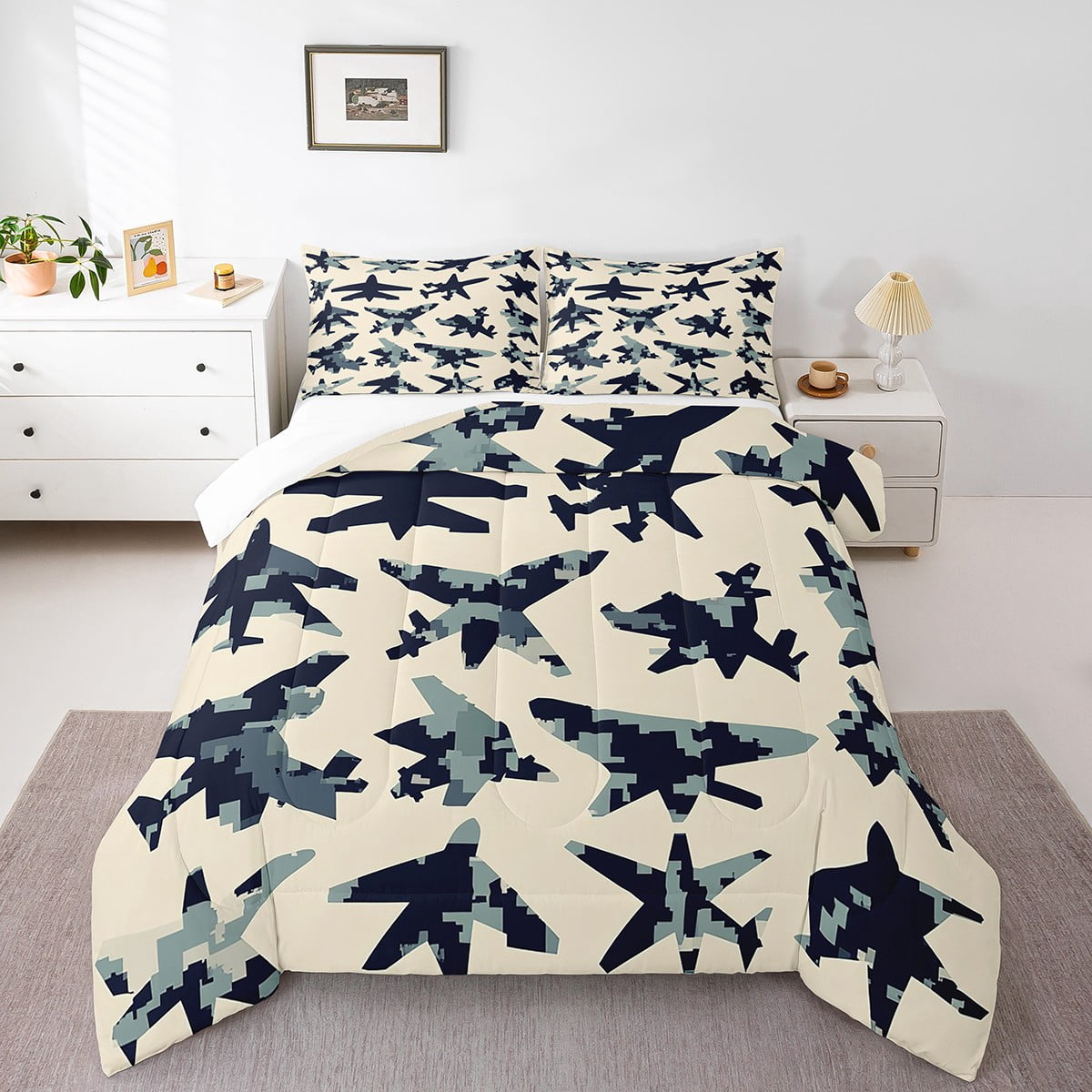 Airplane Comforter Sets Twin Size,Cartoon Aircraft Bedding Set for ...