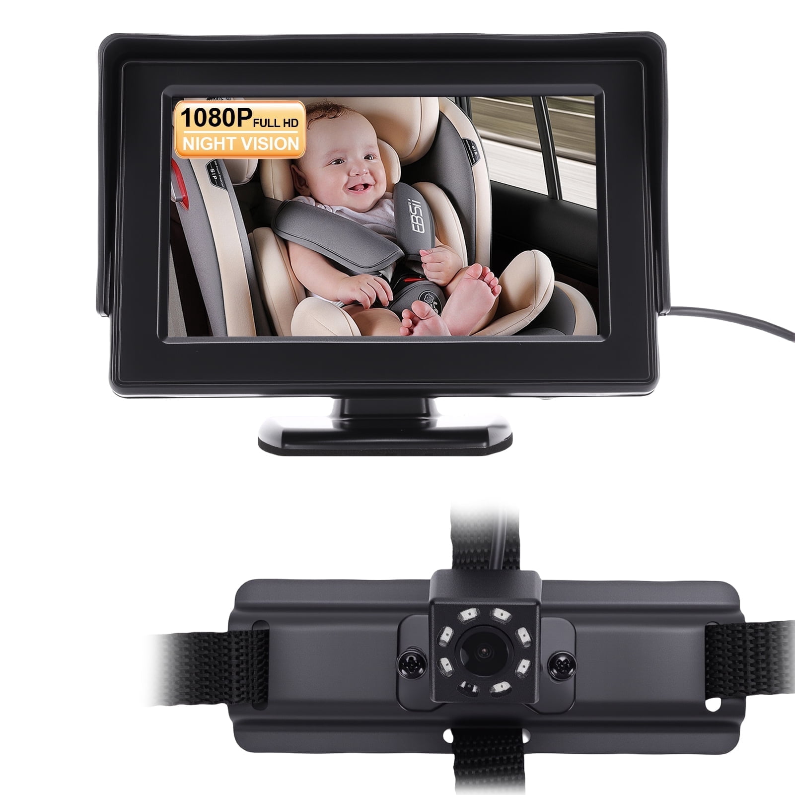 Baby Car Camera HD 1080P Night Vision Adjustable 180° Wide View Angle ...