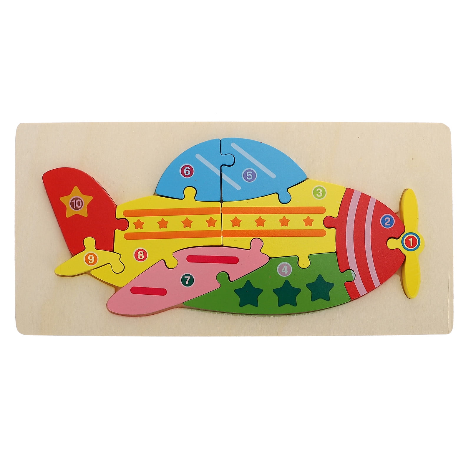 RENACLIPY 3D Airplane Toddler Educational Wooden Puzzle Toy for Indoor ...