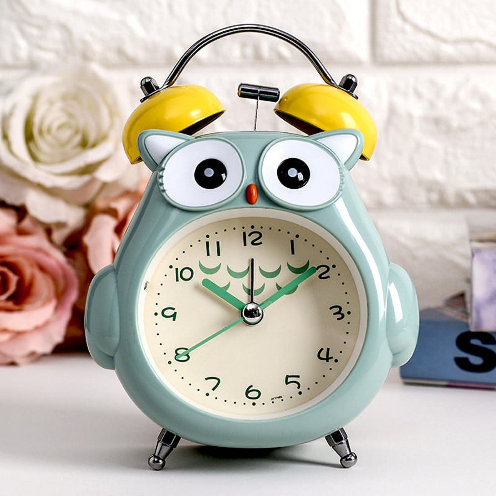Kids Alarm Clock Owl Loud Bell Analog Alarm Clock Silent Non-Ticking ...