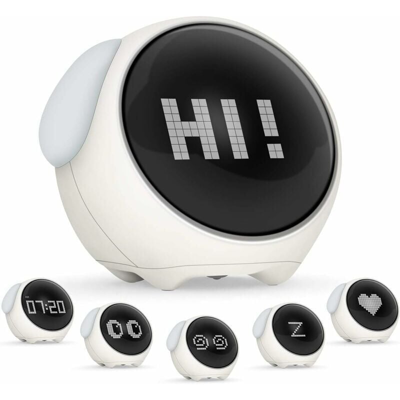 Kids Alarm Clock, Rechargeable Digital Alarm Clock, Cute Kids Emoji ...