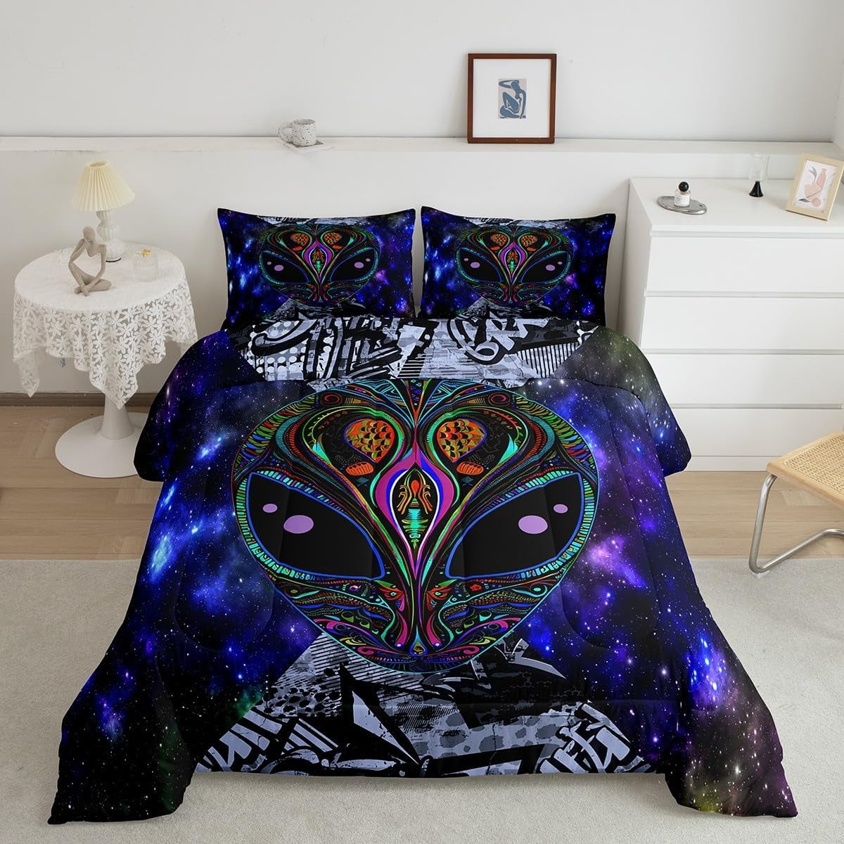 Kids Alien Printed Comforter Set with Galaxy Outer Space Theme for Boys ...