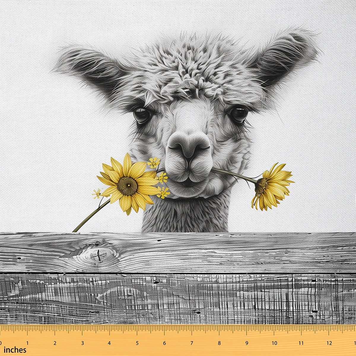 Alpaca Fabric By The Yard,Cute Animal Upholstery Fabric,Yellow ...