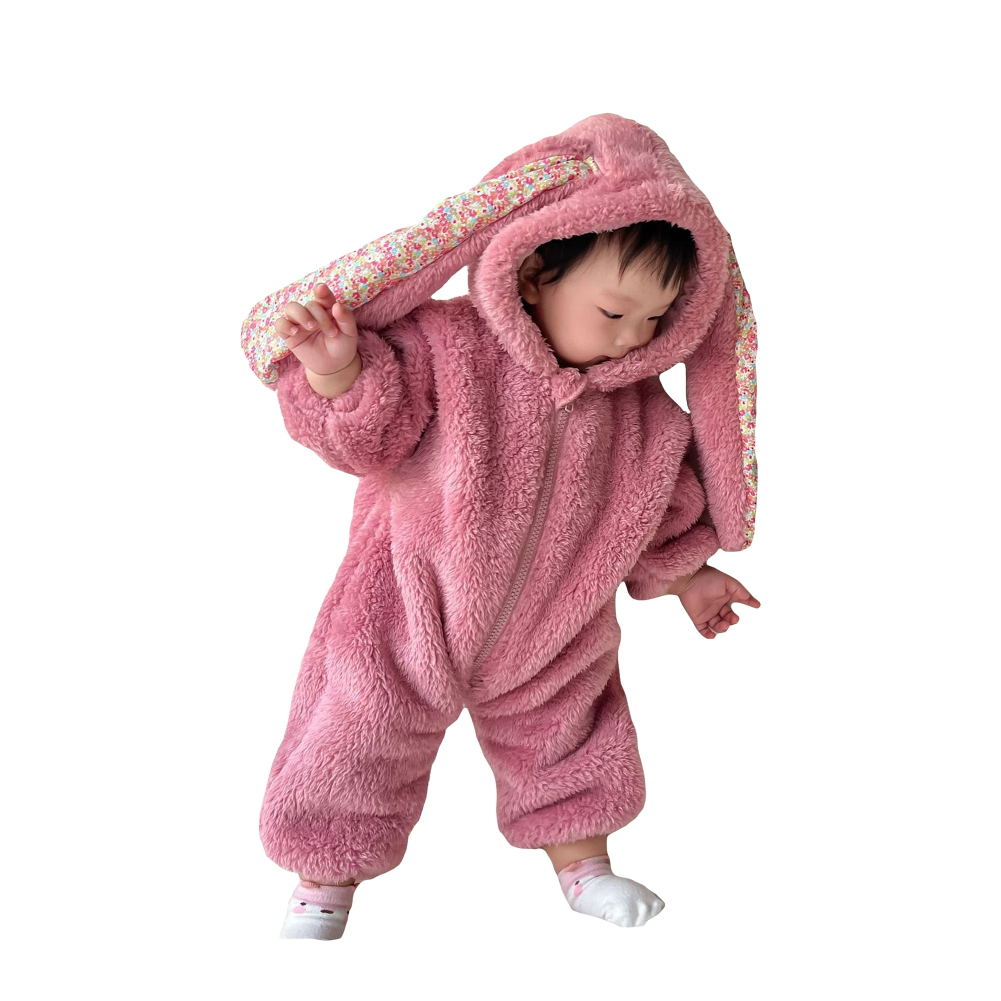 Kids Animal Costumes Fuzzy Baby Easter Bunny Romper Long Ear Rabbit ...