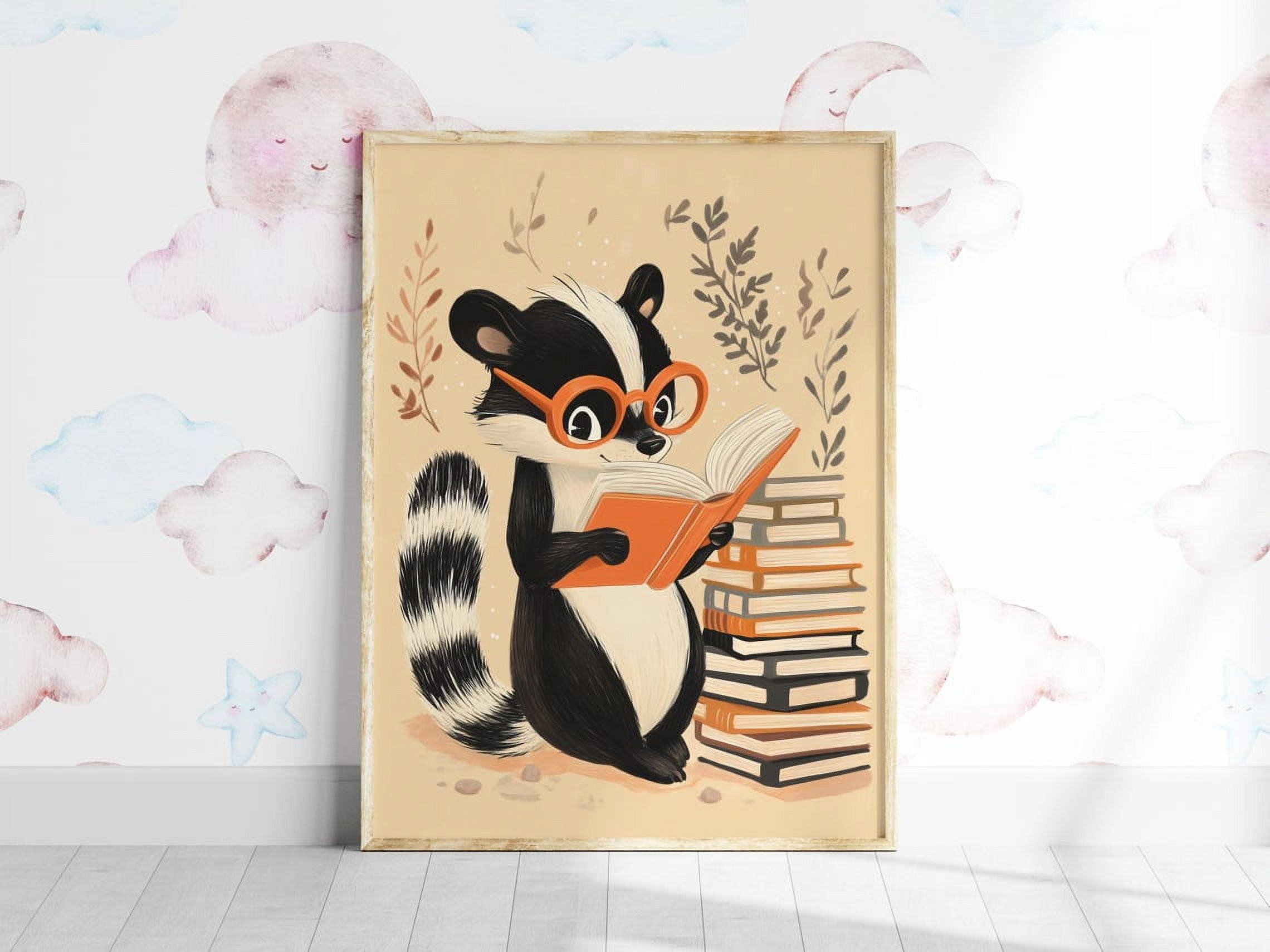 Kids Animal Reading Book Print, Study Room Print, Classroom Reading ...