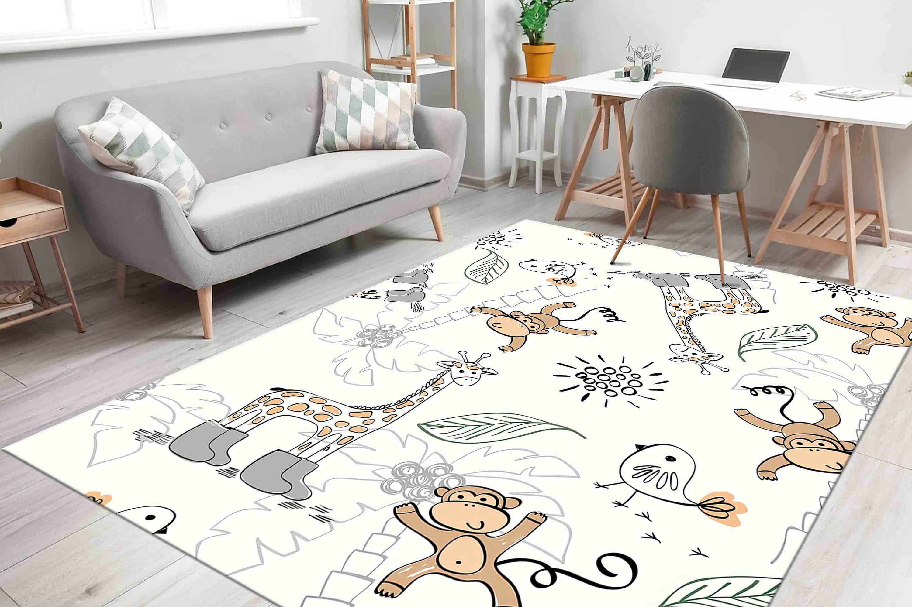 Kids Animals Rugs, Baby Room Rug, Soft Tones Rugs, Kids Rugs, Door Mat ...