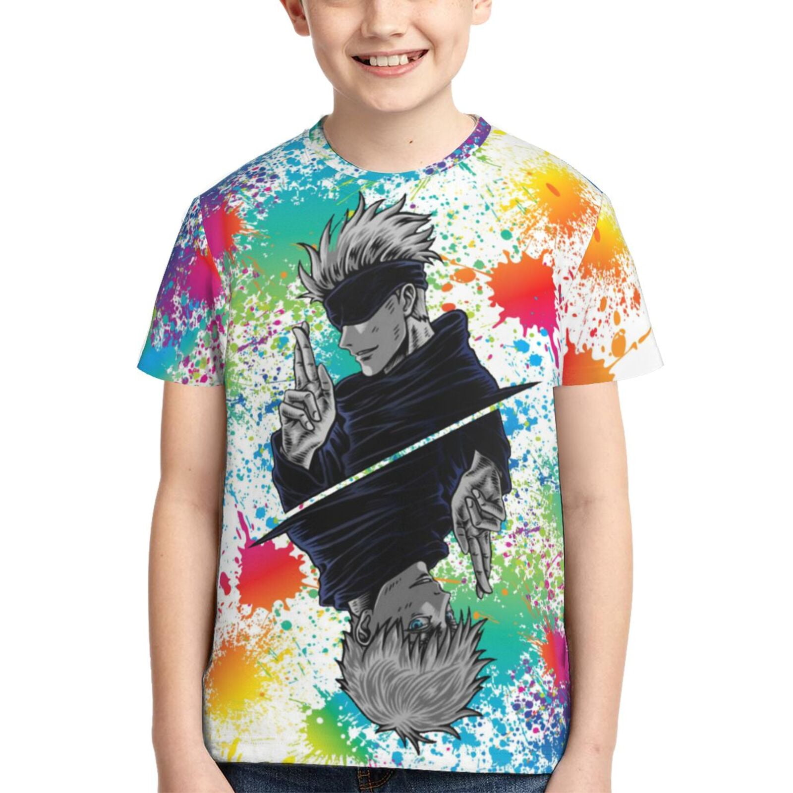 Kids Anime Jujutsu Kaisen Gojo T-Shirts Youth 3D Print Short Sleeve Kid ...