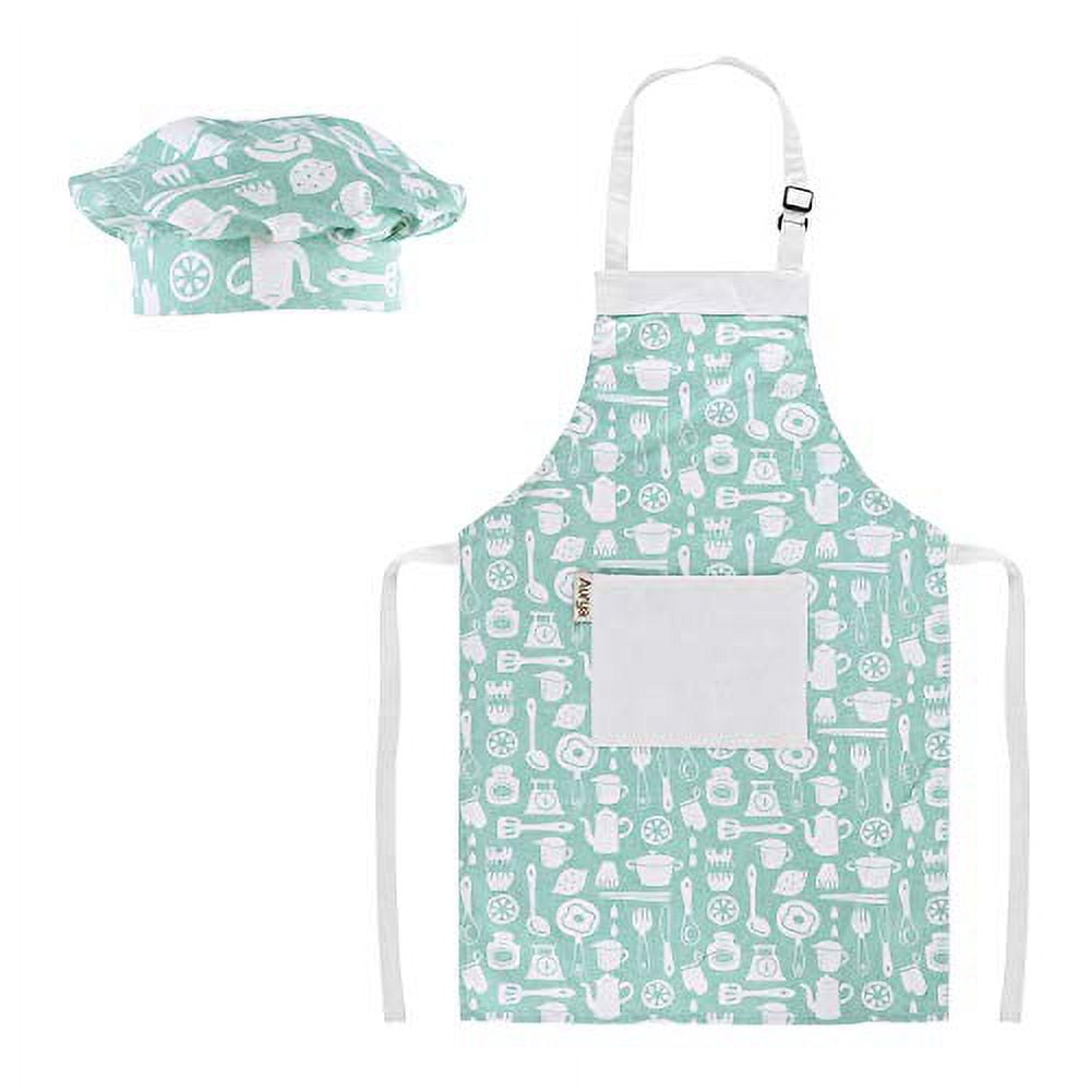 Kids Apron and Chef Hat Set-Adjustable Child Apron for Boys and Girls ...