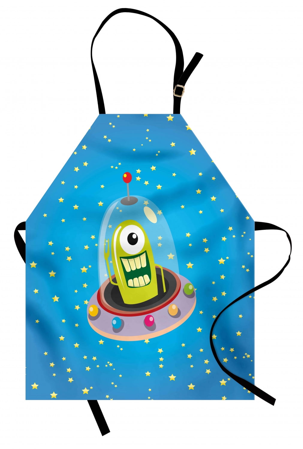 Kids Apron Cute Comic Ufo Alien in Outer Space with Stars Galaxy ...