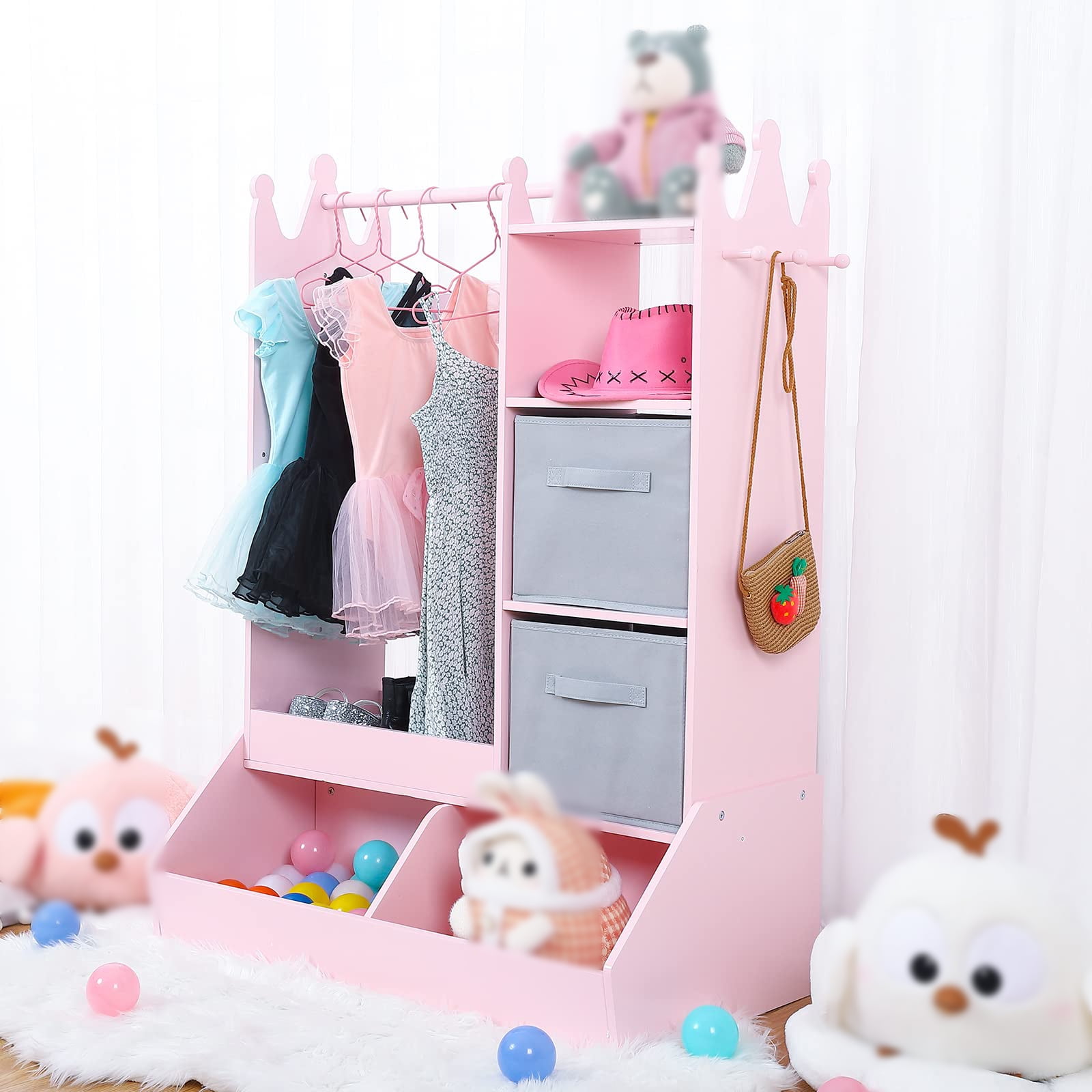 Kids Armoire, Dress Up Storage, Dress Up Closet with Mirror, Open ...