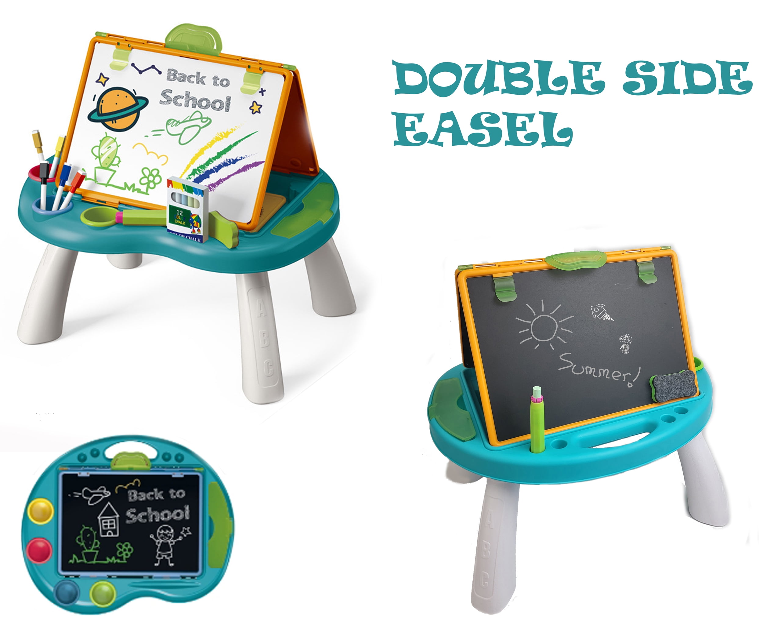 Kids Art Easel Toys Foldable Double Sided Tabletop Art Easel Chalk ...