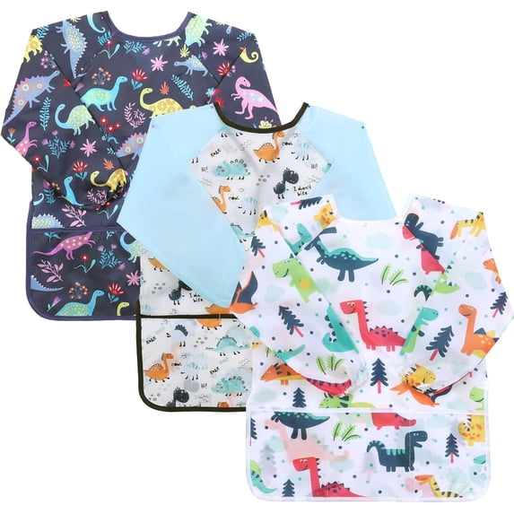 Kids Art Smock, 3 Pack Toddler Painting Apron Age 3-8 Waterproof Artist ...
