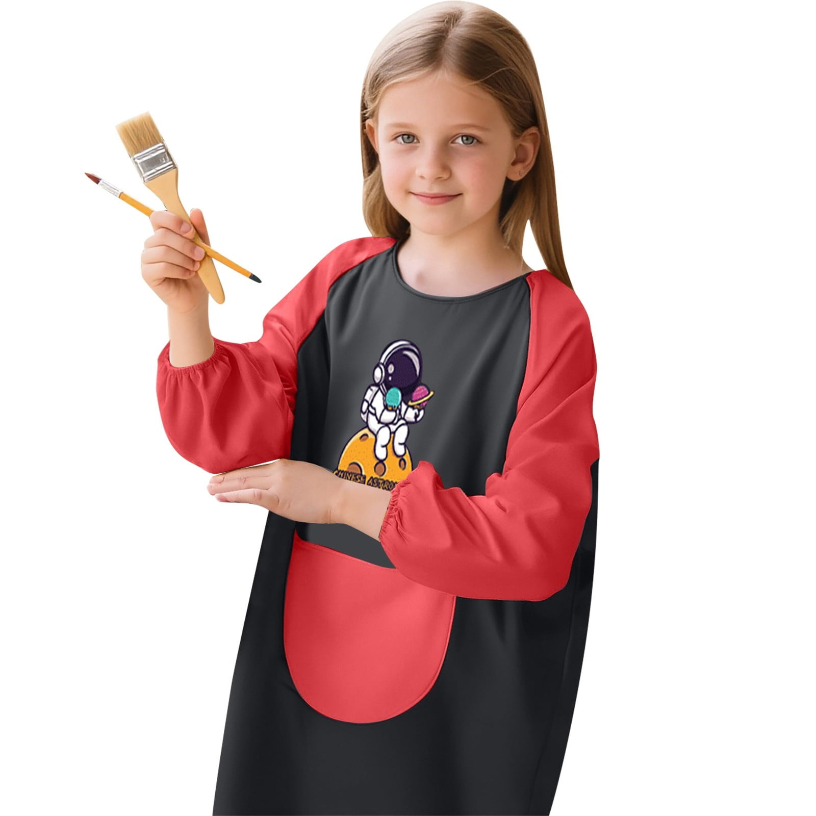 Kids Art Smock Aprons For Painting Long Sleeve Black Smock With One ...