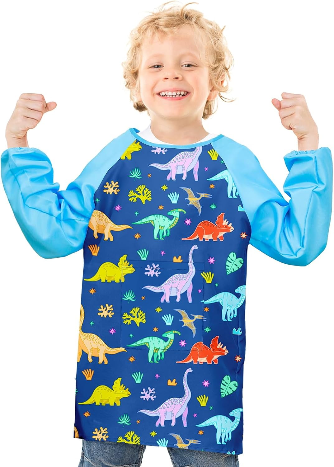 Kids Art Smock Dinosuar Painting Artist Apron Waterproof Paint Smocks ...