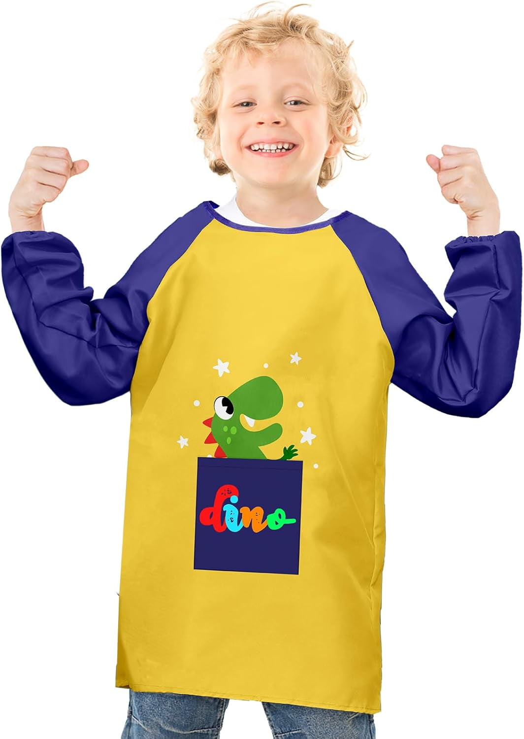 Kids Art Smock Dinosuar Painting Artist Apron Waterproof Paint Smocks ...