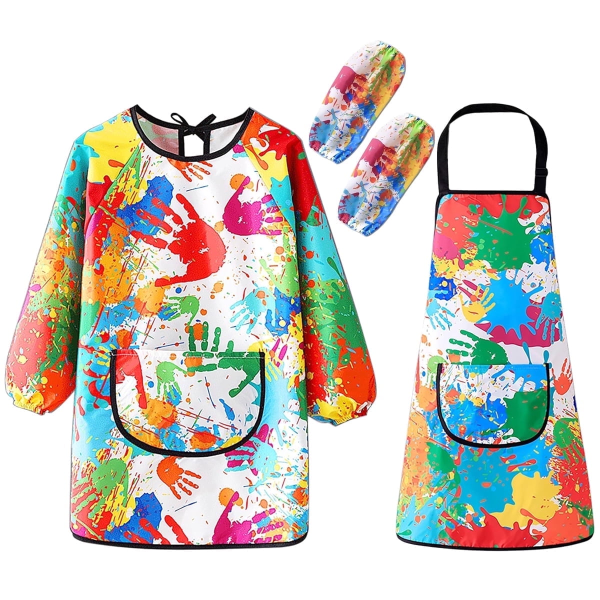 Syenll Kids Art Smocks Set, Colorful Long Sleeve Smock with Pocket ...
