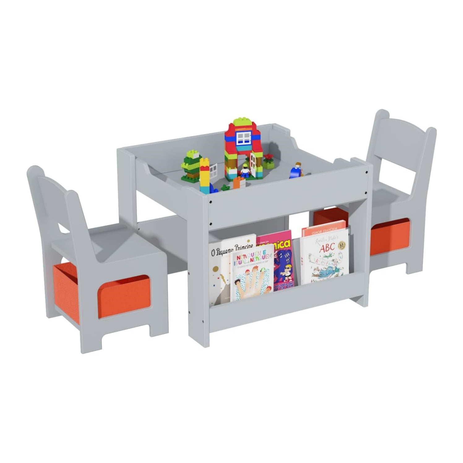 Kids Art Table and Chair Set, 3 in 1 Activity Table with 2 Chairs ...