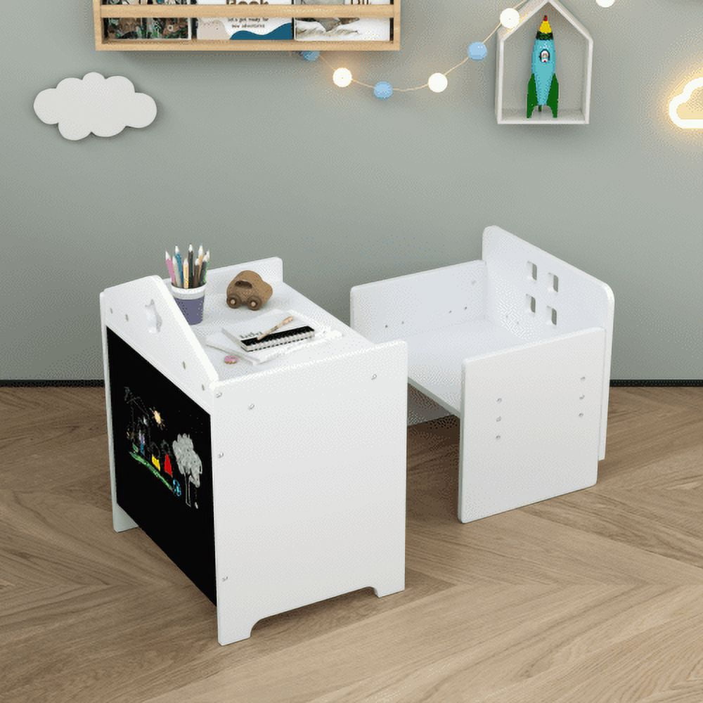 Kids Art Table and Chair Set, Wooden Drawing Craft Table, Childrens ...