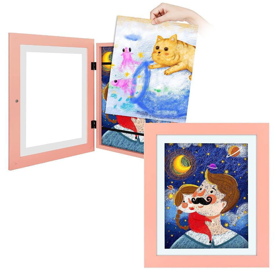 Kids Artwork Display Frame, 1Pack Wooden Flip Frame Kids Art Frames ...