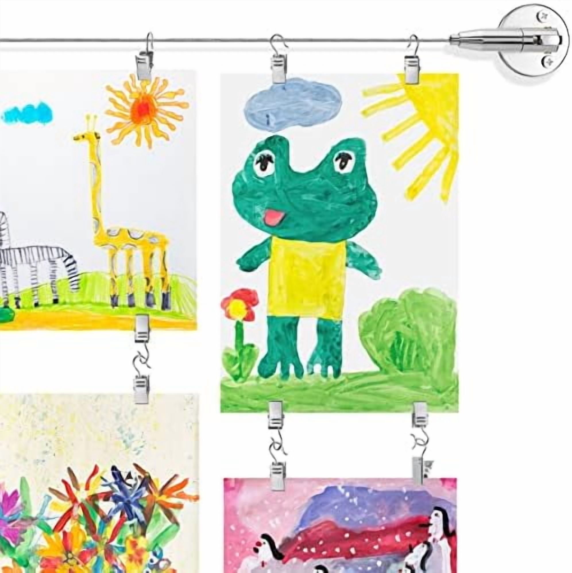 Kids Artwork Display for Wall with 50 Clips and 10 ft Wire and 1 Wall ...