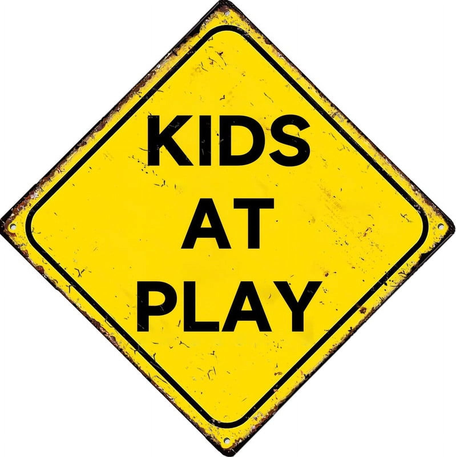 Kids At Play Novelty Metal Sign Retro Wall Decor For Home Gate Garden ...