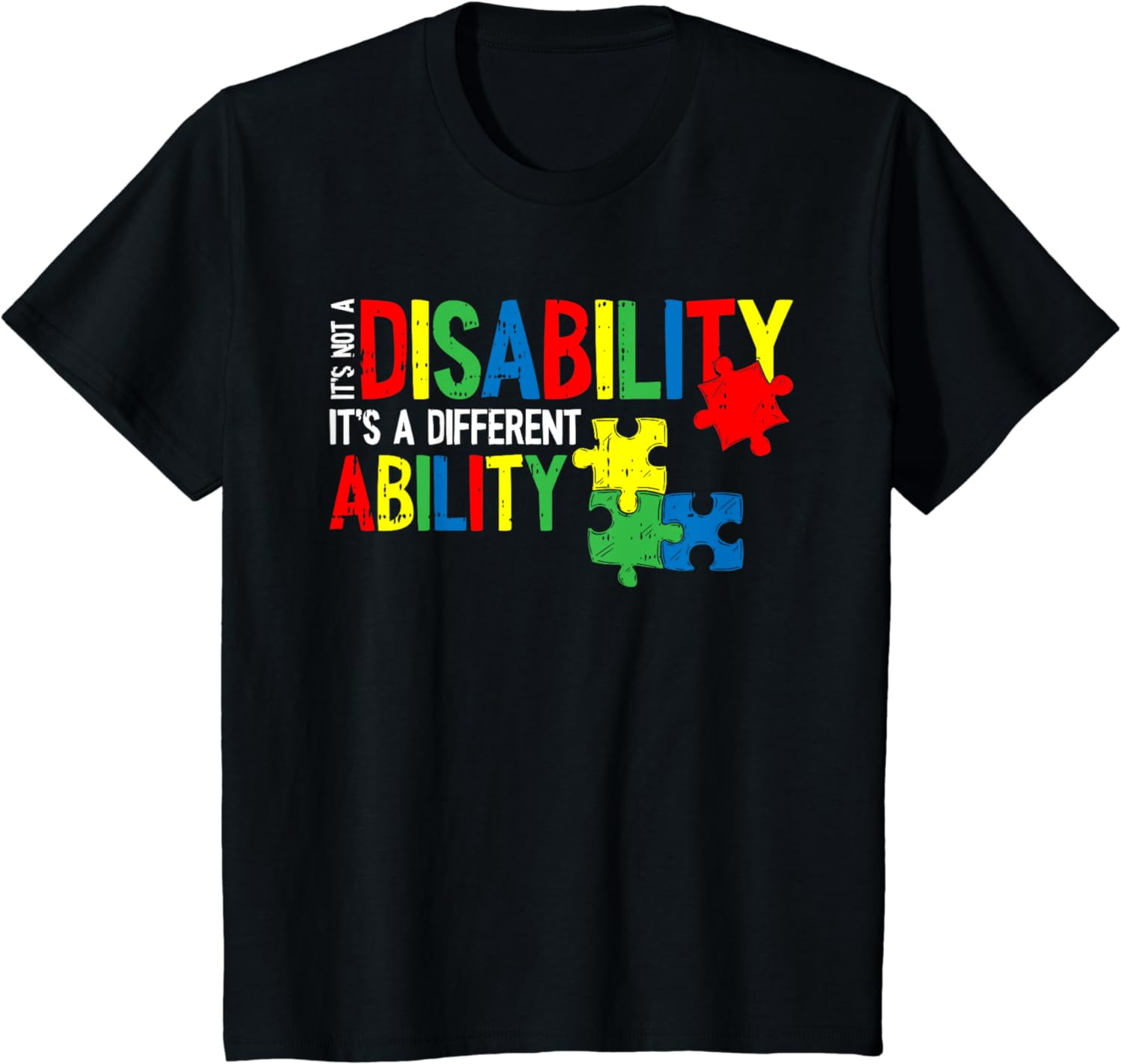 Kids Autism Its Not A Disability Its A Different Ability Puzzle T-Shirt ...